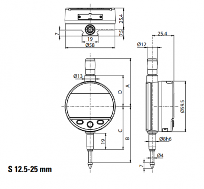 0 - 12.7mm Travel (0.01mm/0.0005" Resolution), Digital Indicator ...