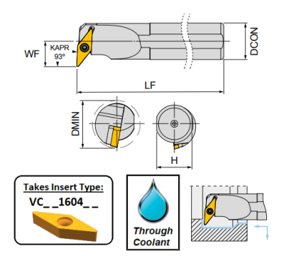 A25R SVUCR16 (93Deg) Screw Lock Boring Bar - engineeringsupplies.co.uk