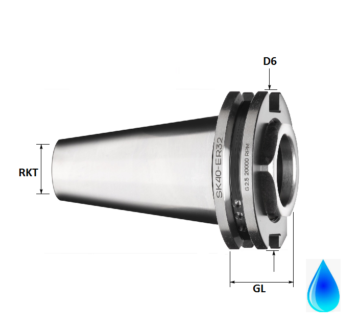 DV40 ER32 Short Collet Holder, 36mm GL, Form AD (Medium/High Accuracy ...