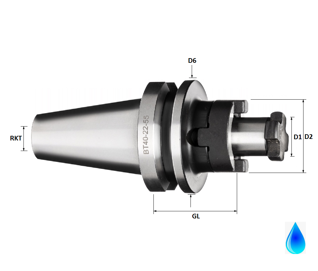 BT40 40mm Spigot Combi Shell Mill Holder, 60mm GL, Form AD (Standard ...