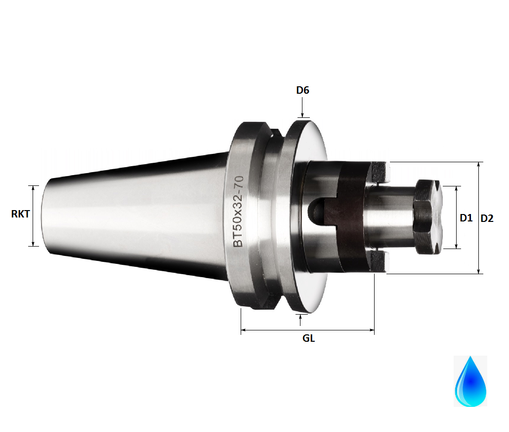 BT50 32mm Spigot Combi Shell Mill Holder, 75mm GL, Form AD (Standard ...