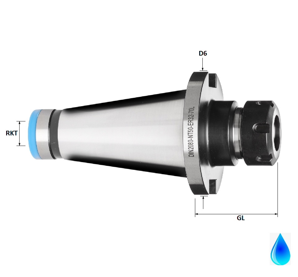 DIN2080 (ISO) 50 ER40 Collet Holder, 70mm GL, Form AD (Standard ...