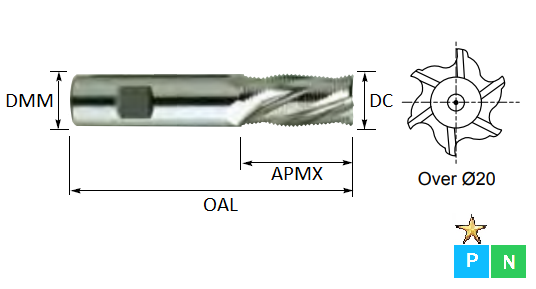25.0mm 4 Flute Standard Cobalt 8% Fine Pitch Ripper Cutter ...