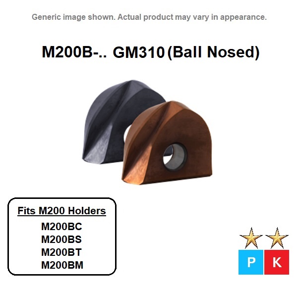 8mm (4.0 Rad) GM310 Ball Nose Profiling Insert Carbide M200-B ...