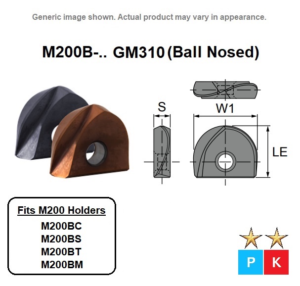 8mm (4.0 Rad) GM310 Ball Nose Profiling Insert Carbide M200-B ...