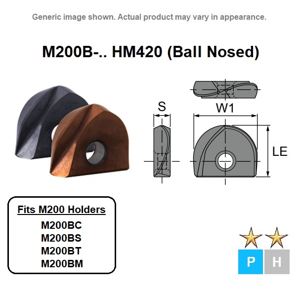 32mm (16 Rad) HM420 Ball Nose Profiling Insert Carbide M200-B ...