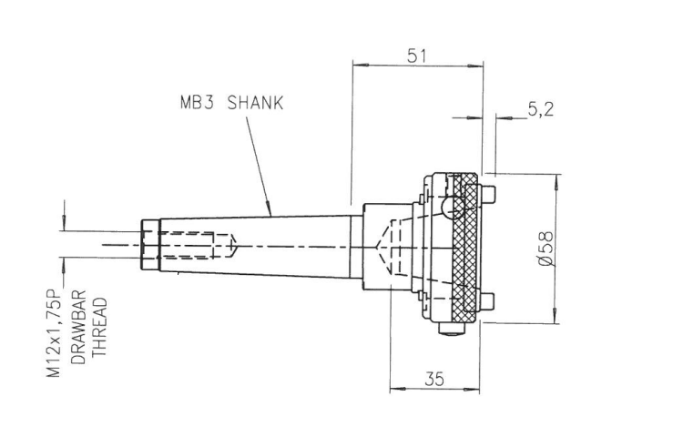 MT3 Easy Change Master Adaptor Holder (M12 x 1.75 Drawbar Thread ...