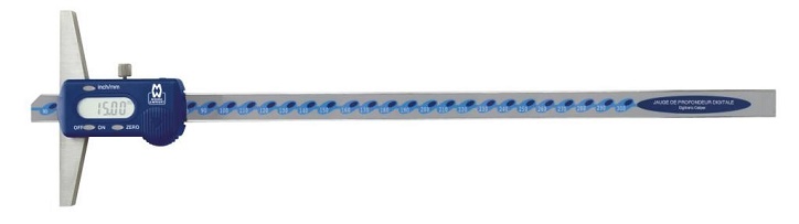 0.0mm - 150.0mm (0.01mm Resolution) Digital Depth Gauge Caliper – MW170-15DB Moore & Wright ...