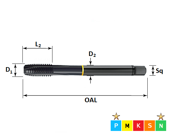 M3 x 0.5 Powertap, Metric Coarse Spiral Point, Steam Tempered Tap ...