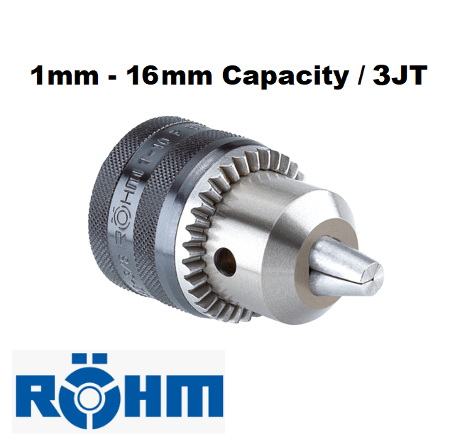 1-16mm J3 Taper, Drill Chuck with Key Rohm 72827 - engineeringsupplies ...